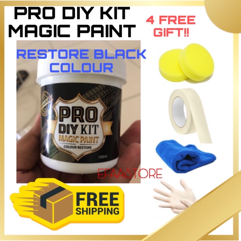 CAT HITAM MAGIC PRO DIY KIT KEMBALIKAN WARNA HITAM RESTORE BLACK PAINT ...