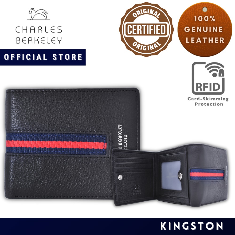 Charles Berkeley KINGSTON Men's Calf Leather Tri-Fold Wallet 15 Card ...