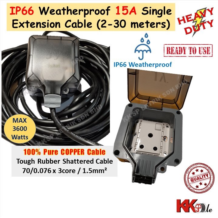 Heavy Duty IP66 Waterproof Weatherproof 15A switch socket Extension ...