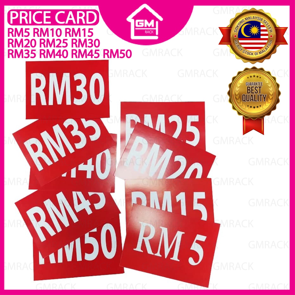 [GMRACK] PRICE TAG 10PCS SET RM5 RM10 RM15 RM25 RM30 RM35 RM40 RM45 ...