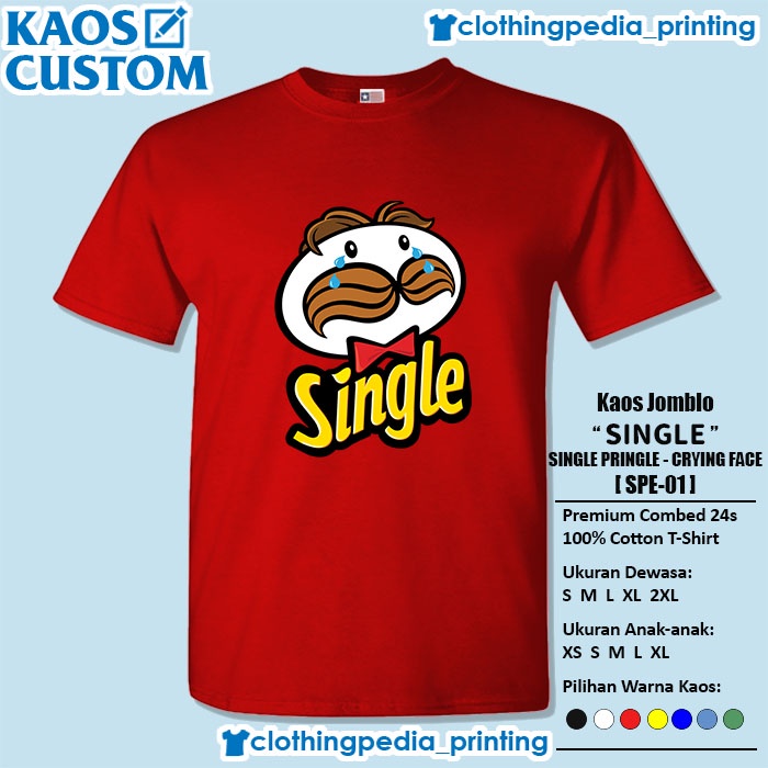 Kaos Baju Tunggalblo Single Pringle T-Shirt Pringles Meme Sad Crying Face | Shopee Malaysia