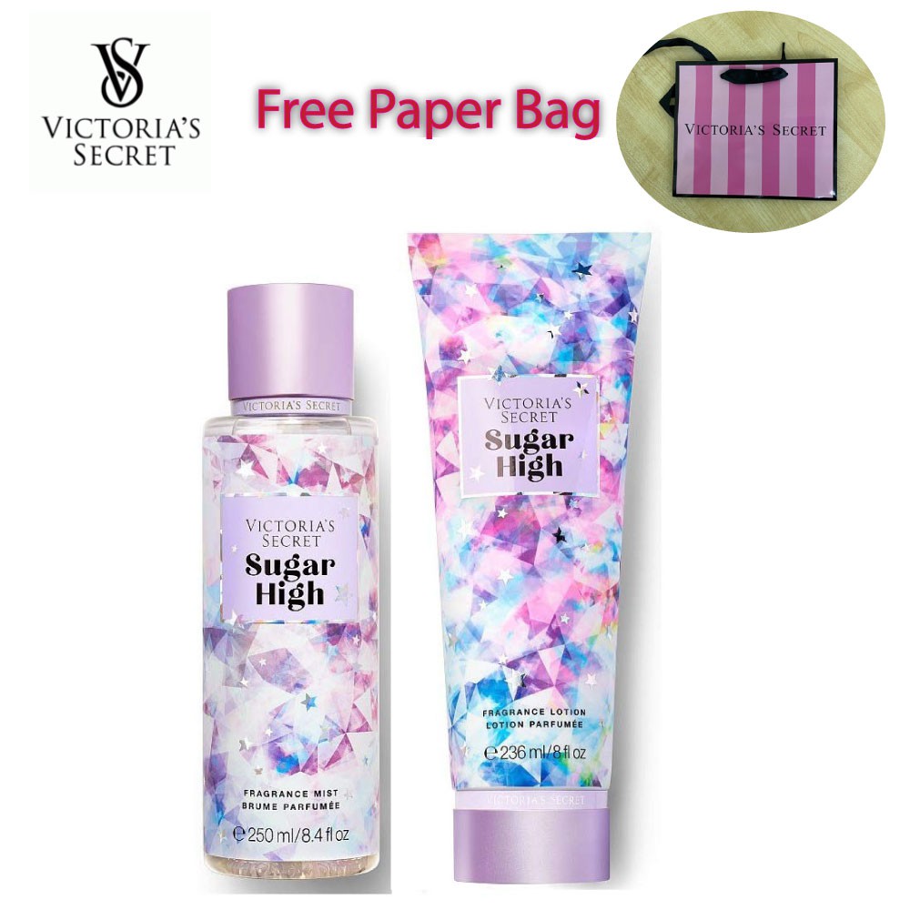 Victoria Secret Sugar High Combo Set 250ml with free paper bag | Shopee ...