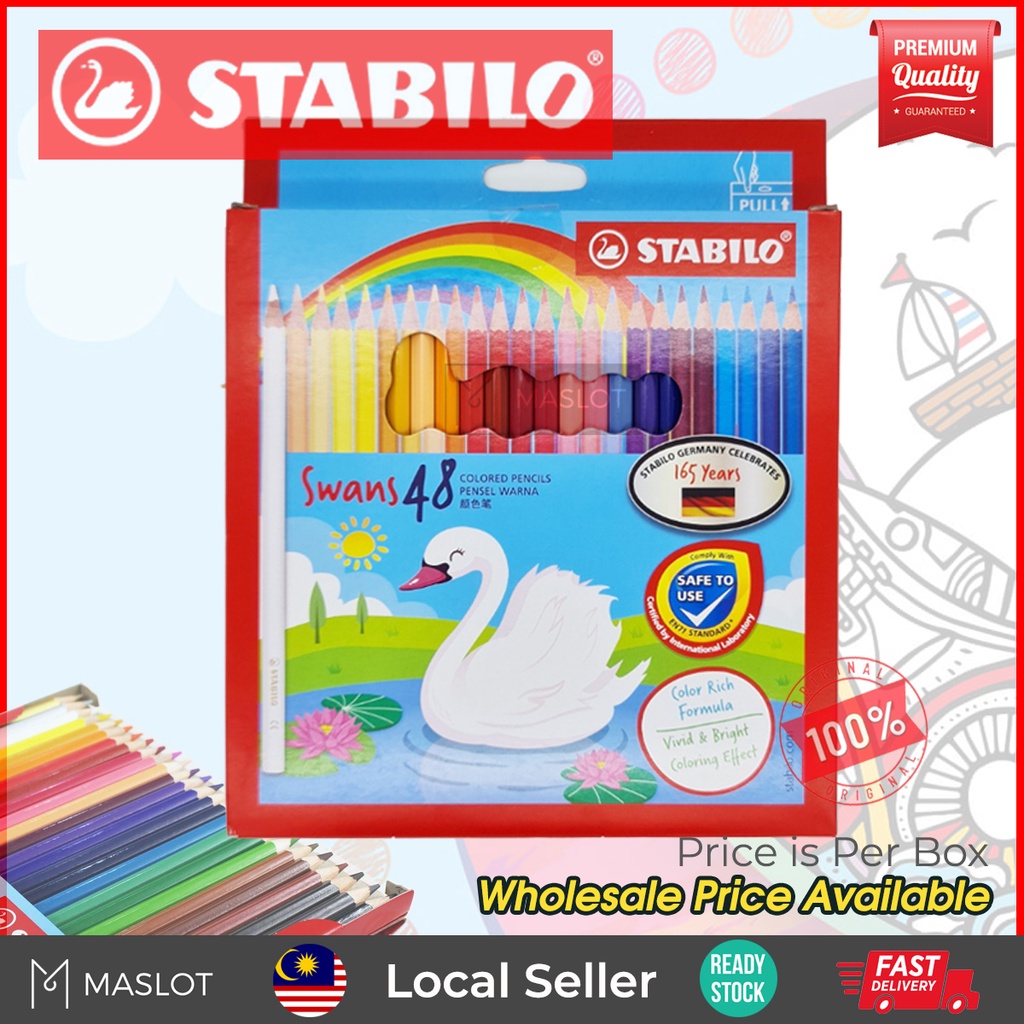 STABILO 48 Long Swan Color Pencil Colour Pencil (Gold) Pensel Warna ...