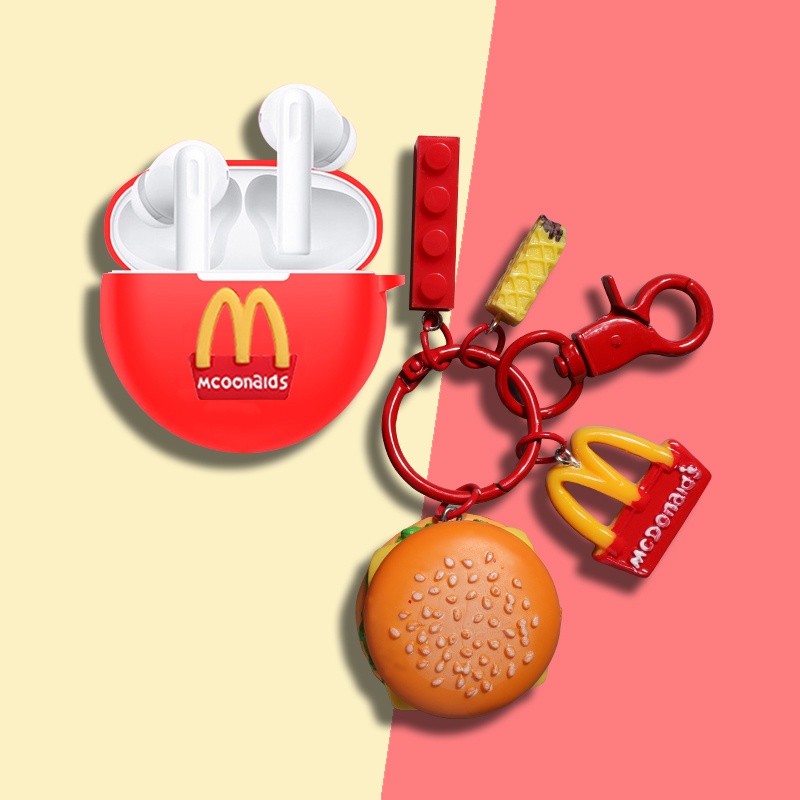 OPPO Enco Buds2 Case Cartoon Burger Keychain Pendant OPPO Enco Buds2 ...