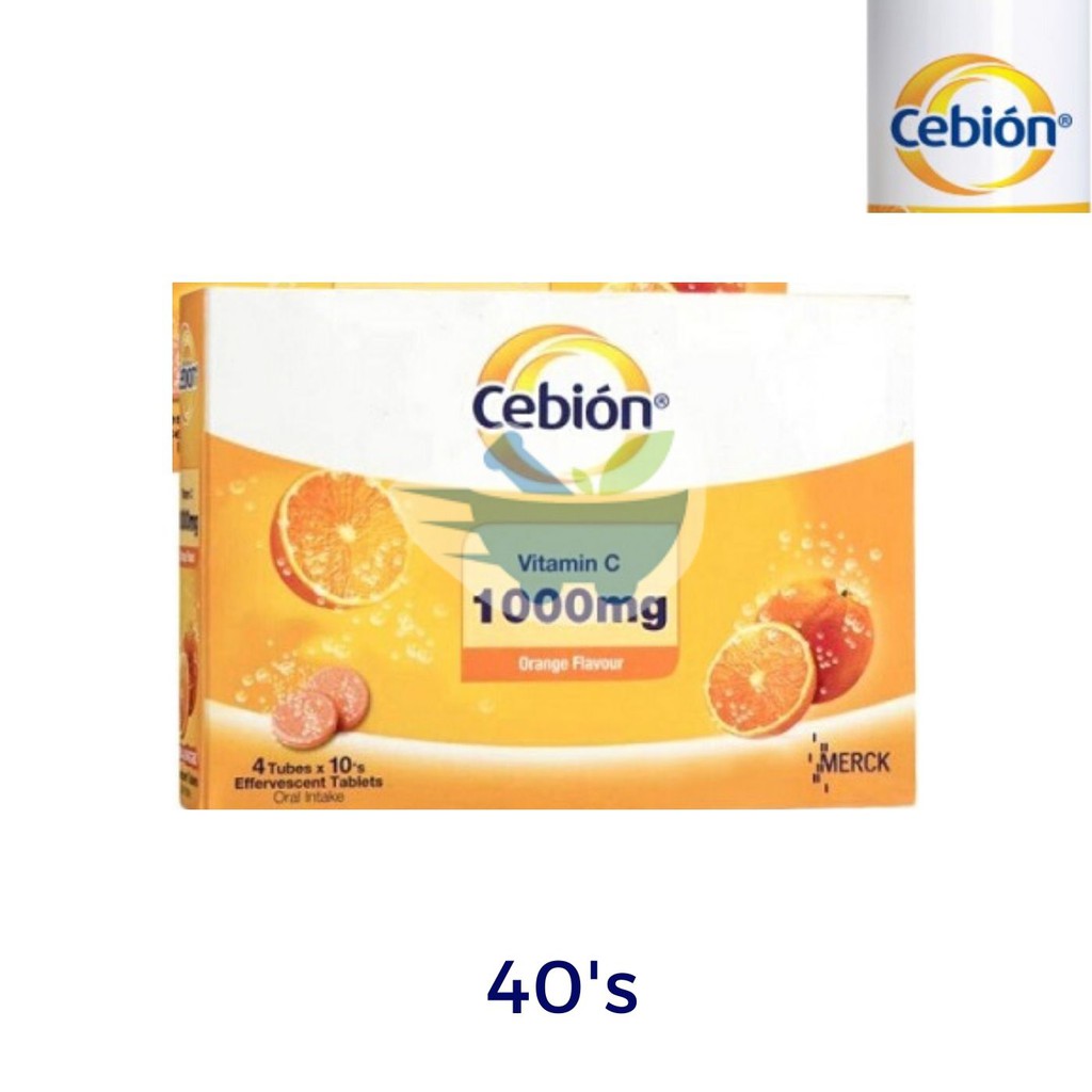 Cebion Vitamin C 1000mg Effervescent 4x10's / Vitamin C + Calcium Orange Flavour 10's/40's/40 ...