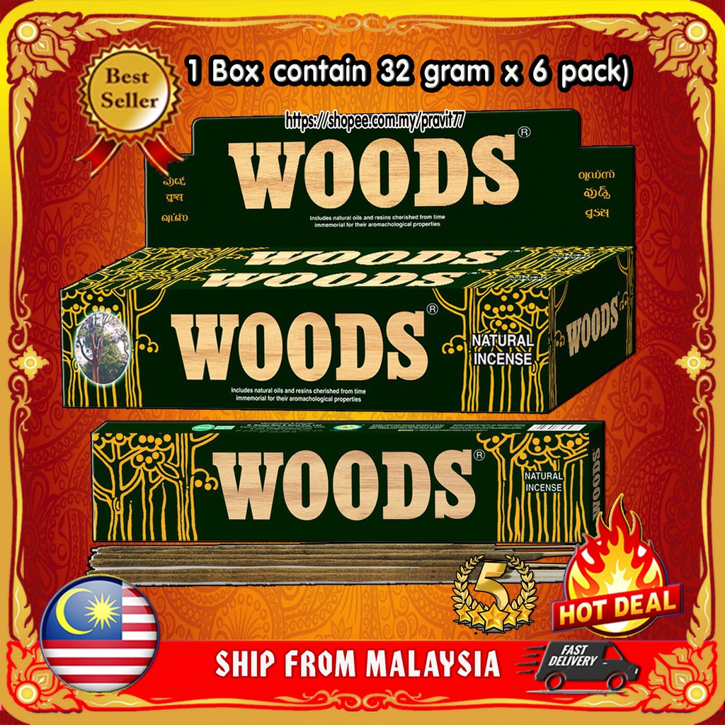 CYCLE WOODS NATURAL INCENSE STICKS (1 Box contain 32 gram x 6 pack ...
