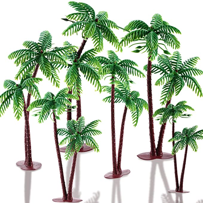 10pcs Coconut Tree Cake Topper Plastic Plant Ornament For Tropical ...