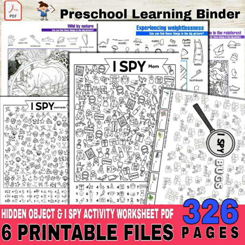 PDF Printable Hidden Picture & I Spy Activity Worksheets for kids and ...