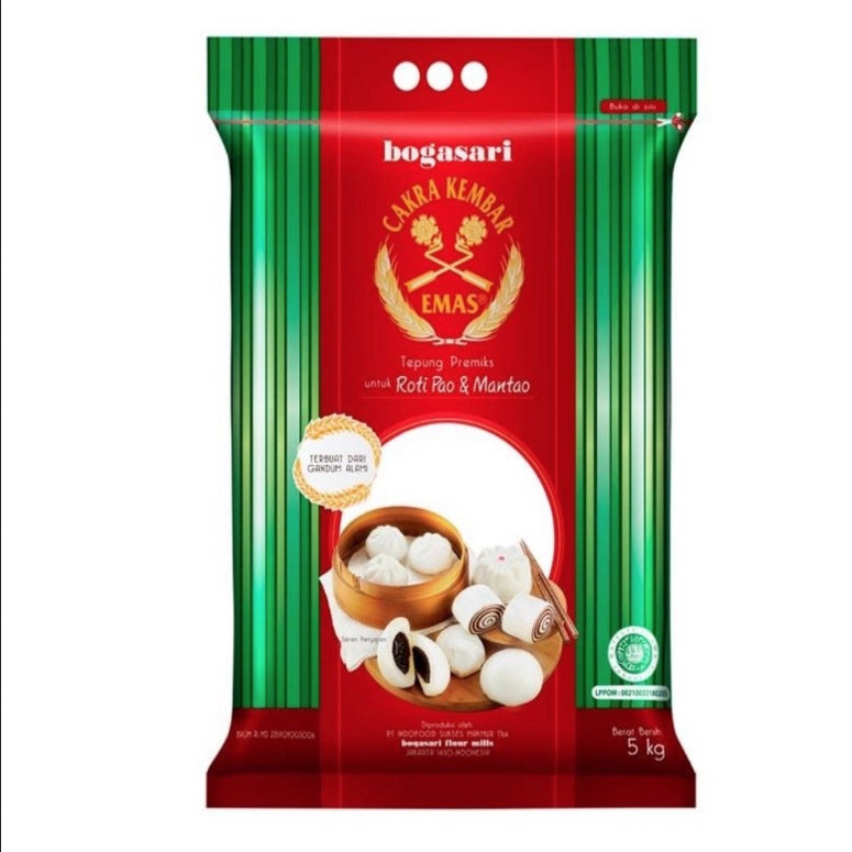Gold Twin Chakra Flour Pao Mantao Bread 1 Kg/Bapao Bogasari Flour ...
