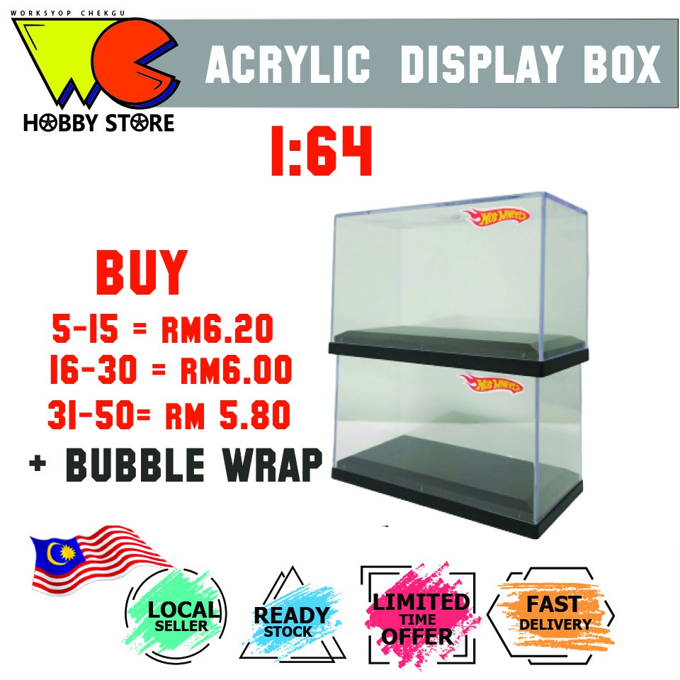 DISPLAY ACRYLIC BOX BERLOGO HOTWHEELS 10x 5x6cm (BUBBLE WRAPPING ...