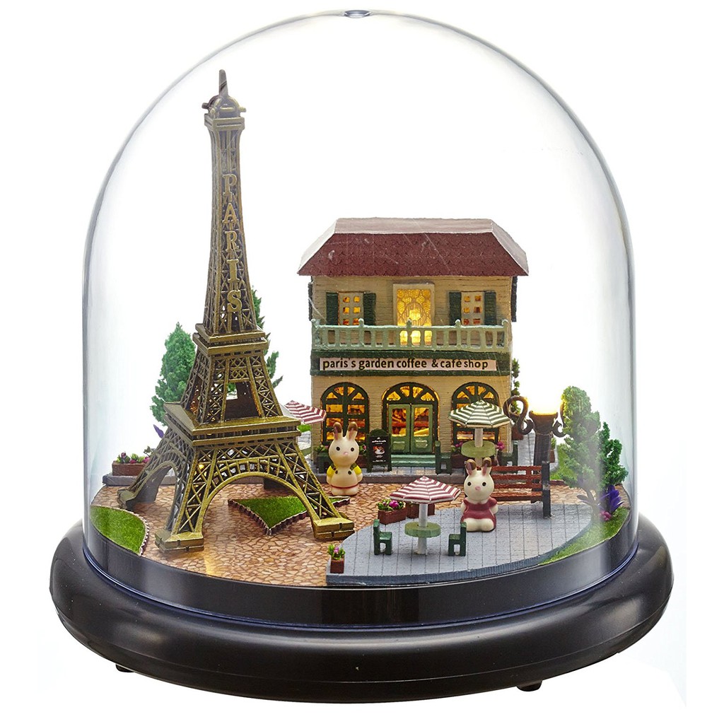 (Romantic Paris) DIY Mini Wooden Dollhouse Miniature Kit with LED ...