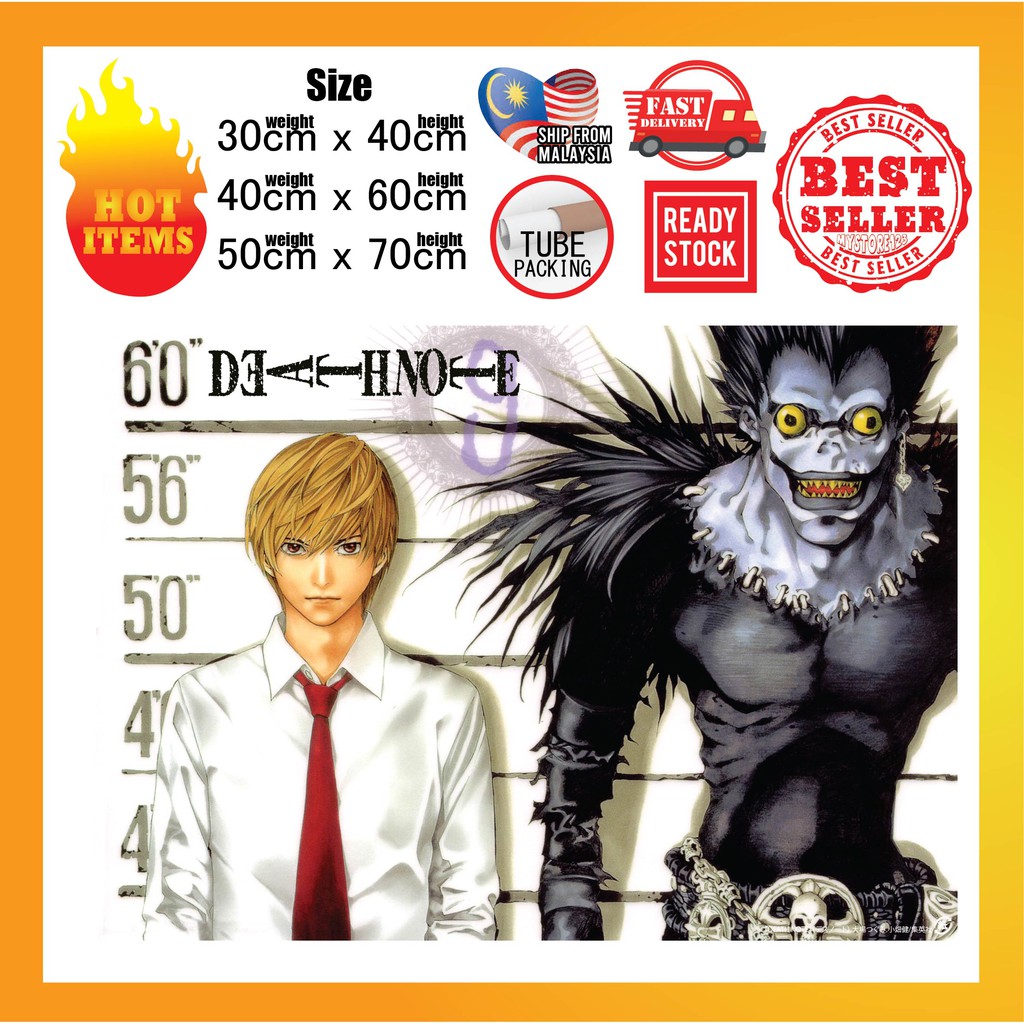 【READY STOCK】Death Note Poster L Kira misa Light Ryuk Near Mello Anime ...