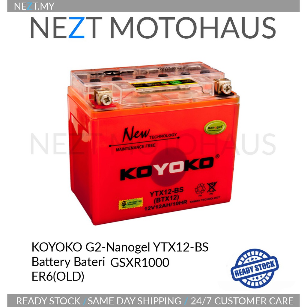KOYOKO G2-Nanogel YTX12-BS Battery Bateri SYM EVO ER6 ER6N (2009-2011 ...