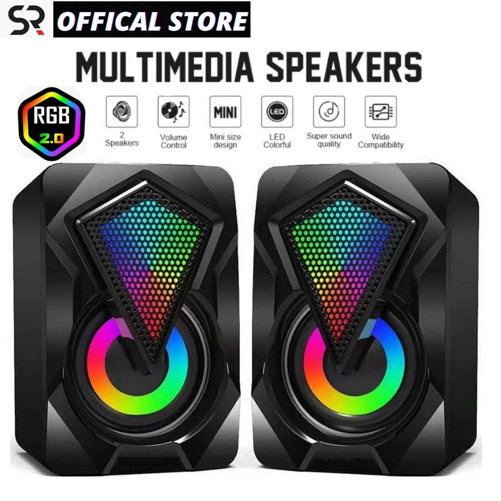 USB Mini Speaker Laptop Desktop Stereo Speaker PC Computer Speaker E-1046 Gaming Speaker with ...