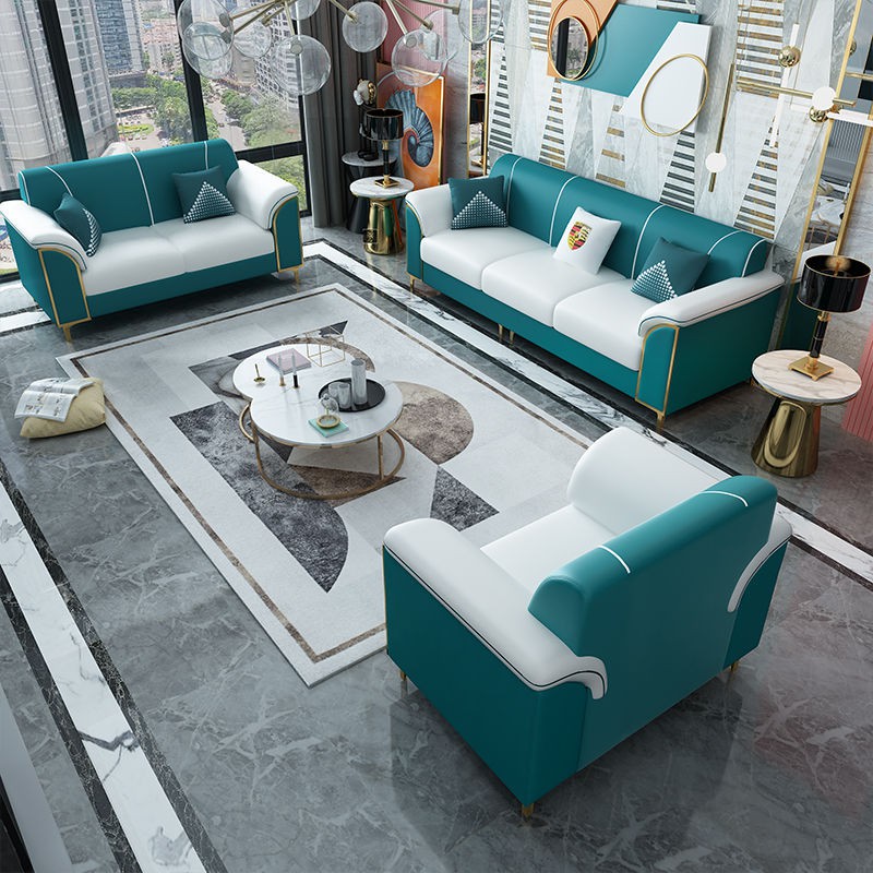 Modern Nordic Sofa Set Colourful PU Leather Sofa 1 2 3 Seater Set For ...