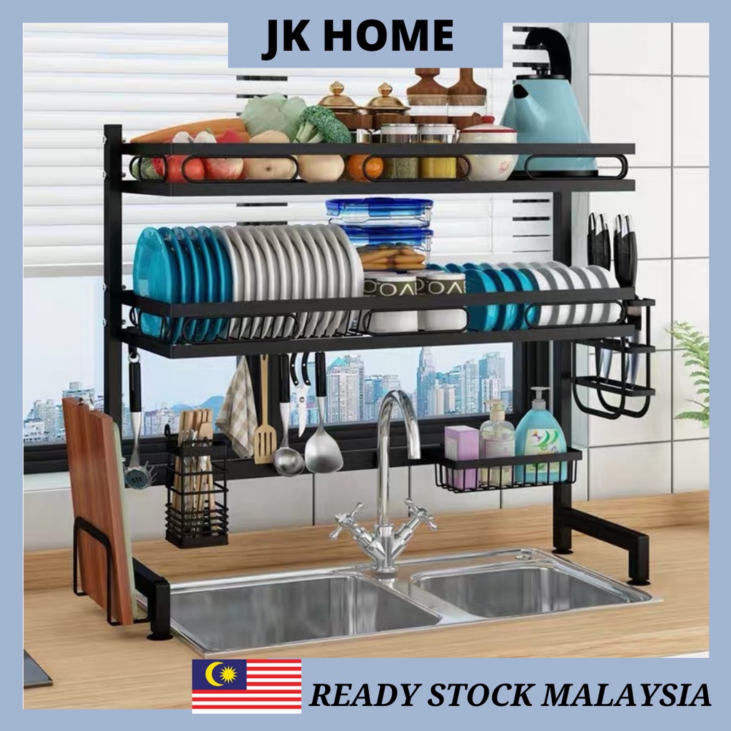 JK HOME Double layer Stainless Steel Sink Dish Rack Kitchen Dish ...