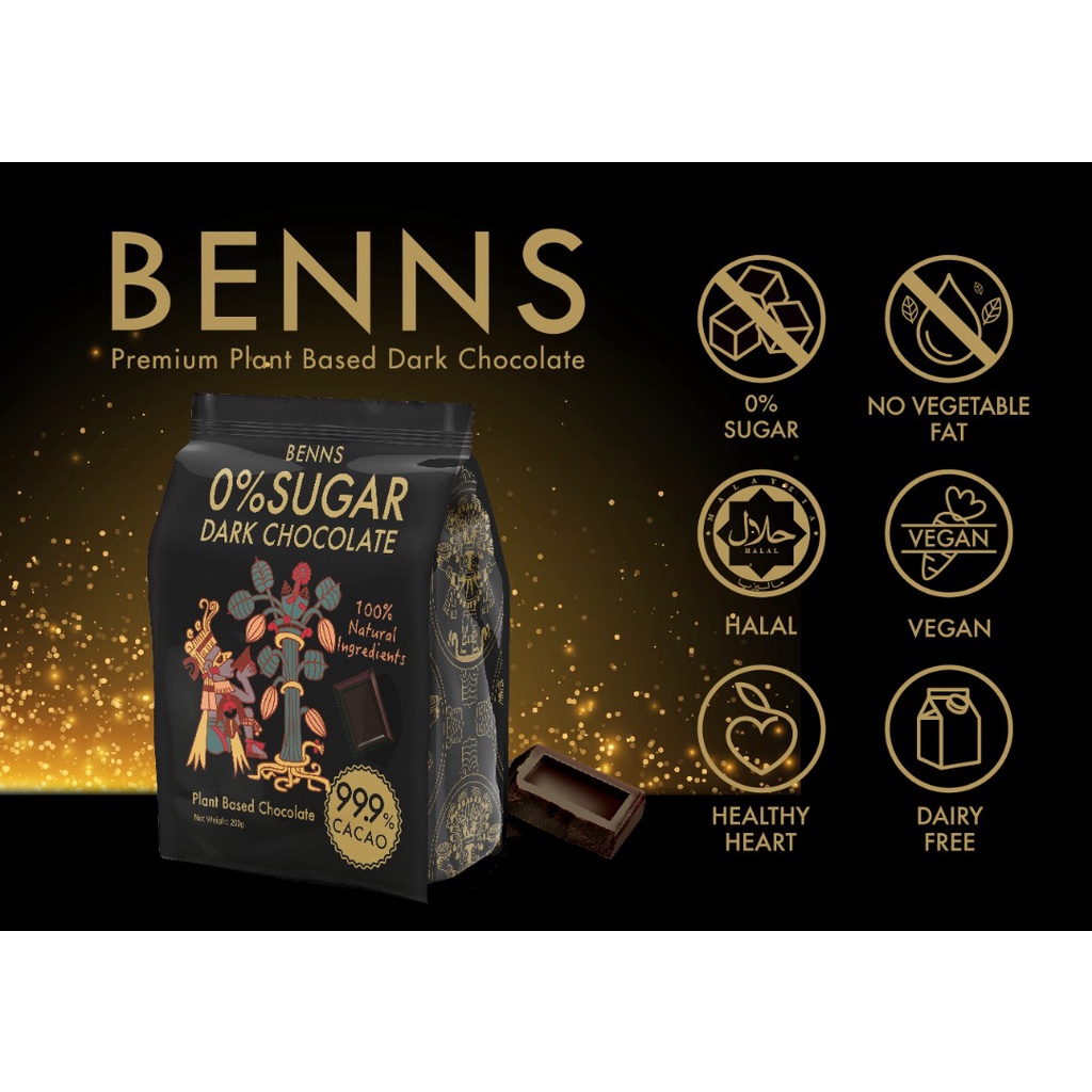0% Sugar dark chocolate (99.9% cacao) 160gm | Shopee Malaysia
