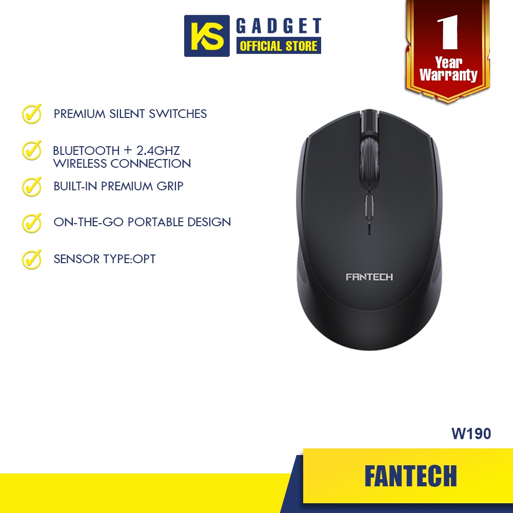 FANTECH W190 Dual Mode Bluetooth & 2.4GHz Wireless Office Smart Sleep ...