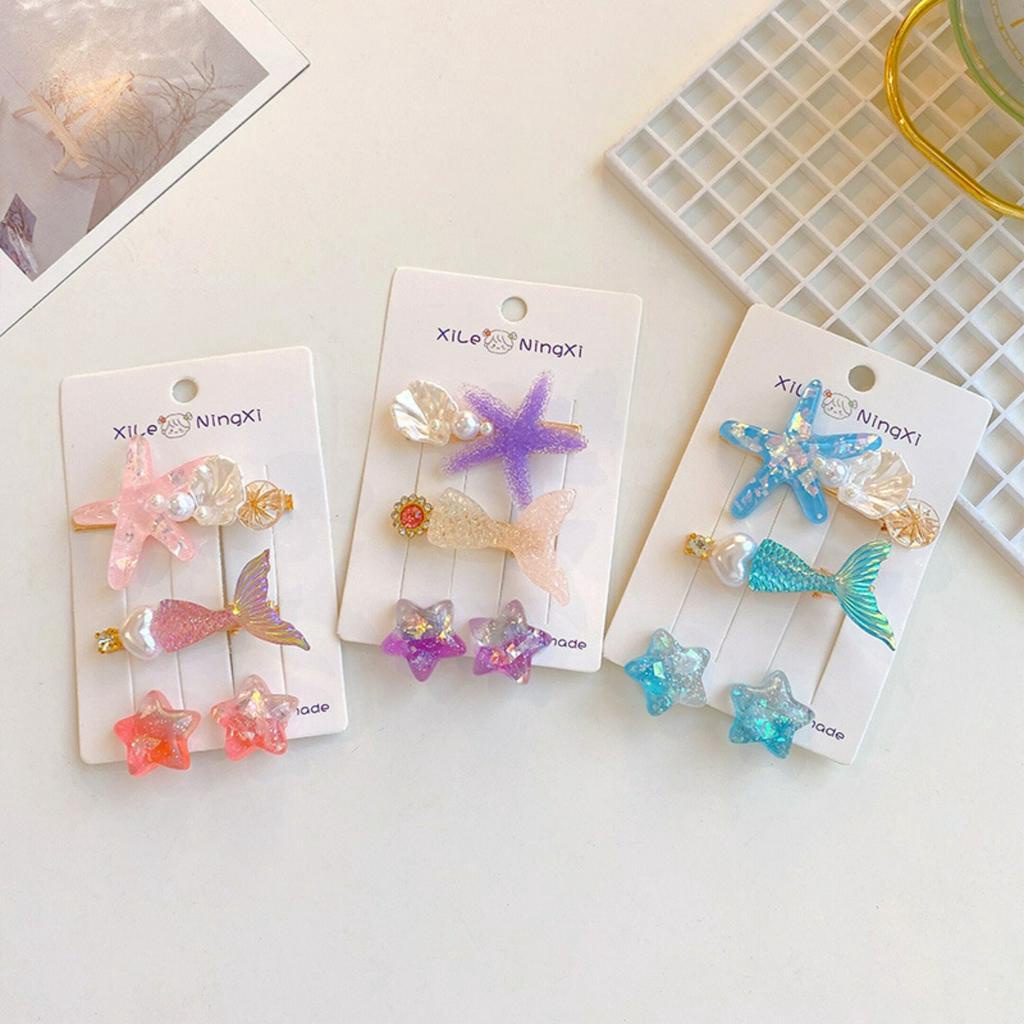 4 Pieces Children's Mermaid Hair Clip Girl Sweet Cute Ocean Shell ...