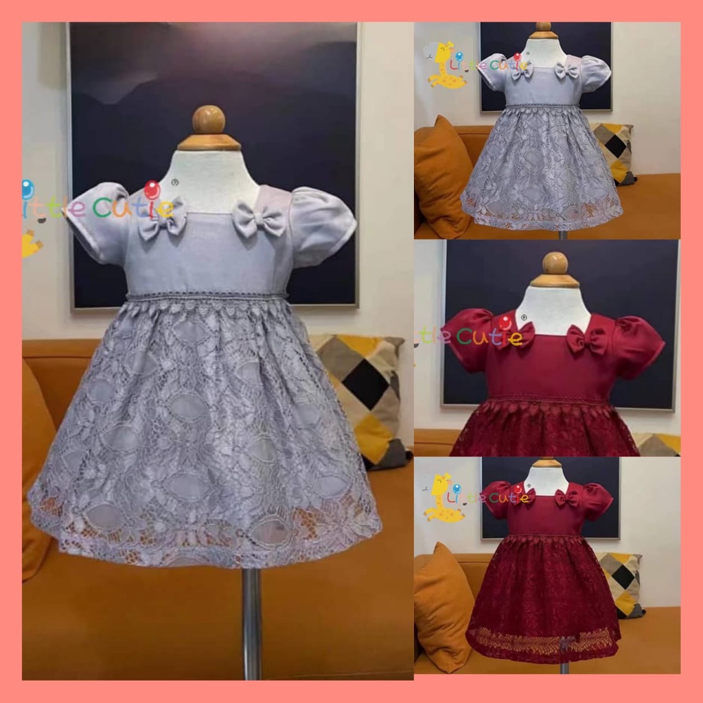 Little Cutie BGD60 Newborn Baby Girl Gown Baby Girl Lacey Dress (Gaun ...
