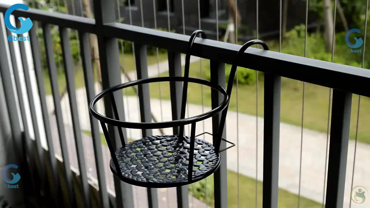 Outdoor Balcony Iron Flower Pot Rack Wall Hanging Planter Stand Plant ...