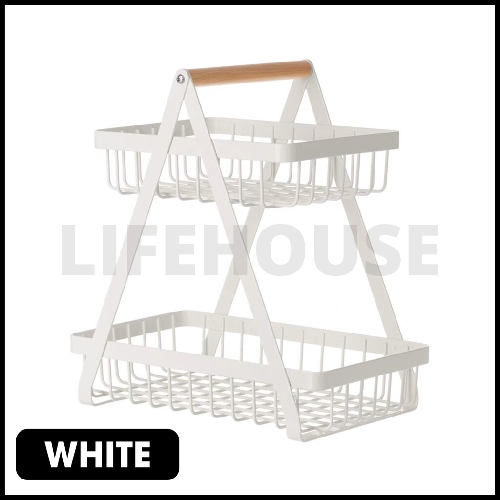 2 Tier Onion Rack Fruit Basket Rak Bawang Bertingkat Vegetable Storage ...