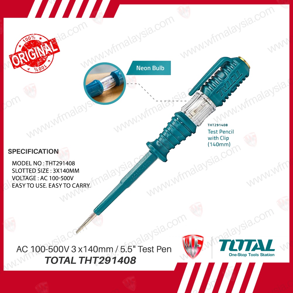 Total THT291408 Test Pen 3 x 140mm / 5.5" AC 100-500V | Shopee Malaysia