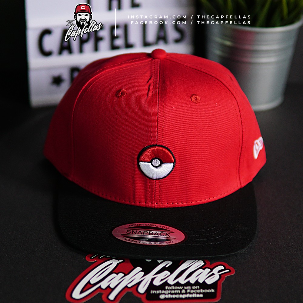 🇲🇾 (Ready Stock!!!!) 🇲🇾 TOPI SNAPBACK POKEMON RED BRIM BLACK (LIMITED ...