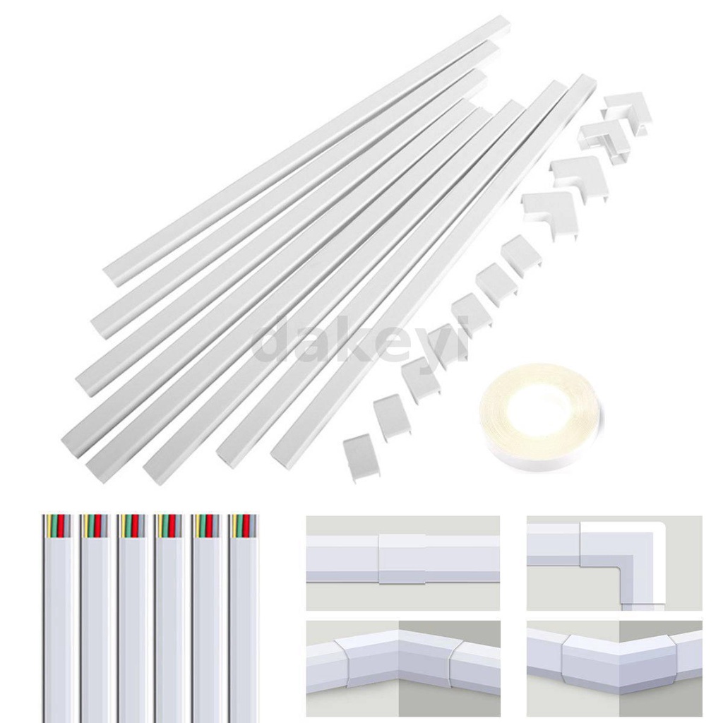 Channel Cable Concealer Wall Cord Cover Complete Raceway Kit Wire ...