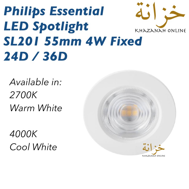 Philips LED Eyeball Spotlight SL201 4W 70mm Fixed Head ( 24D / 36D ...