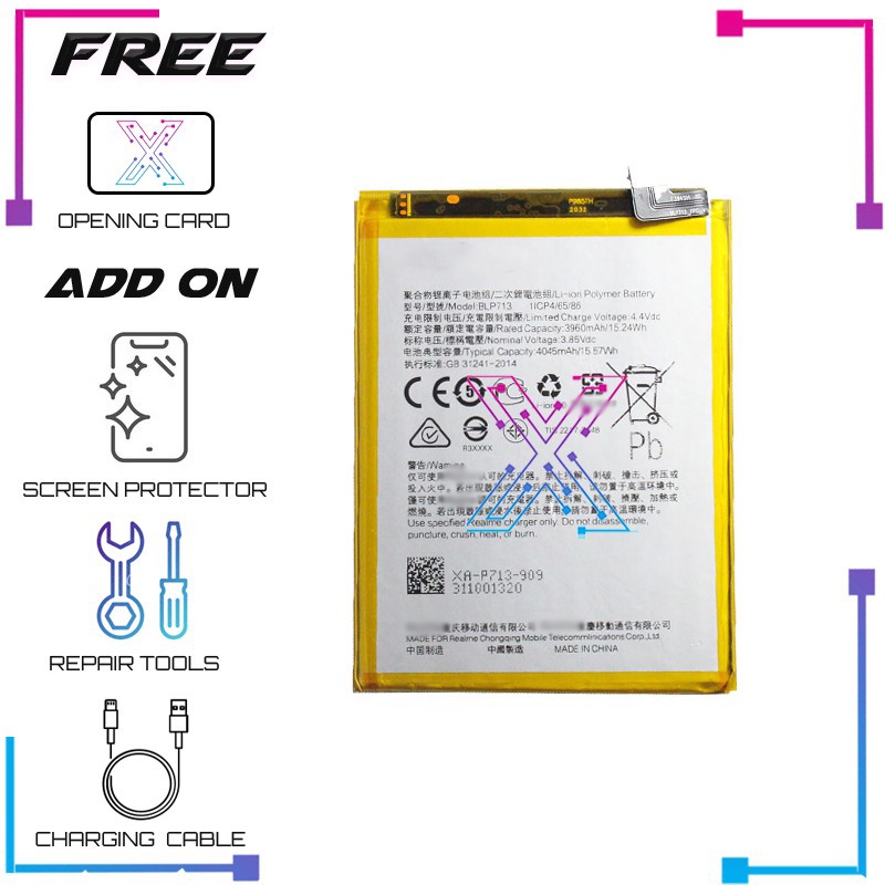 Battery BLP713 Compatible For Realme 3 Pro RMX1851 (4050 mAh) | Shopee ...