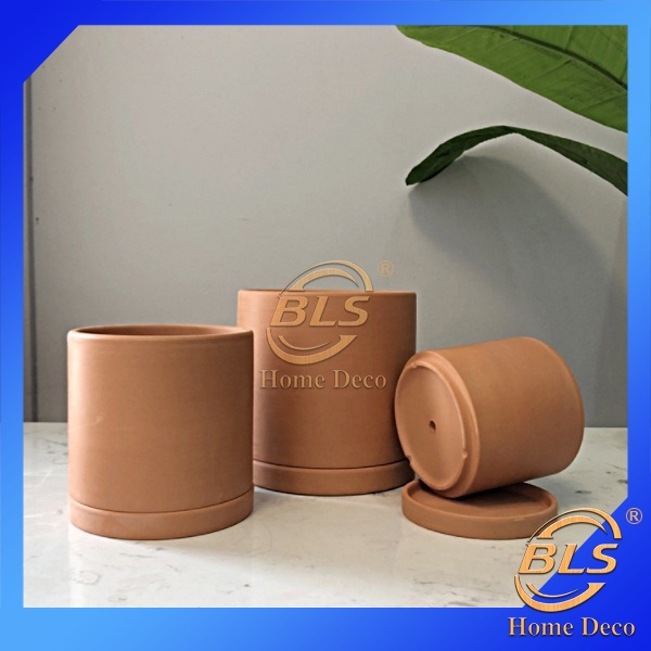 BLS RED POTTERY [ STRAIGHT CYLINDER SHAPE ] CLAY POT CACTUS SUCCULENT ...