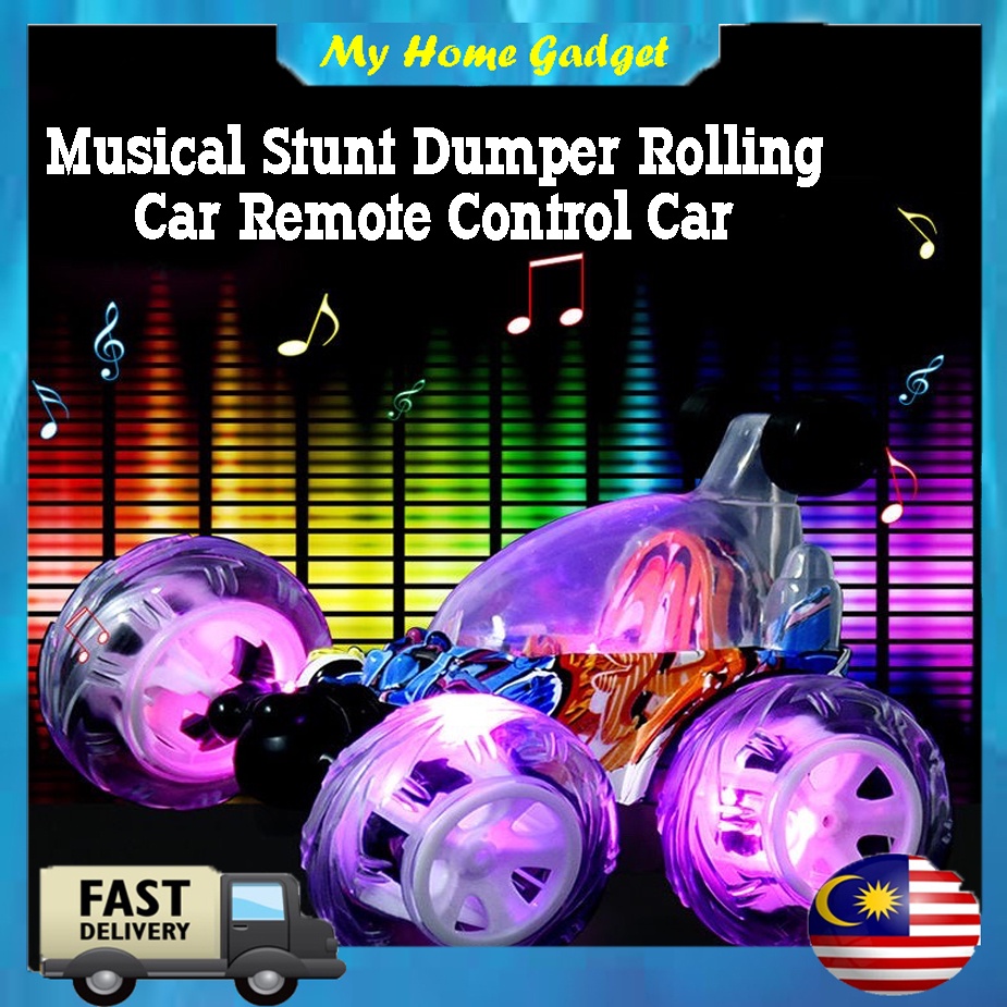 Musical Stunt Dumper Rolling Car Remote Control Car Racing Car Kereta ...