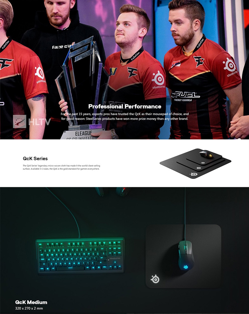 SteelSeries QcK Medium Gaming Durable Mouse Pad (320mm x 270mm x 2mm ...