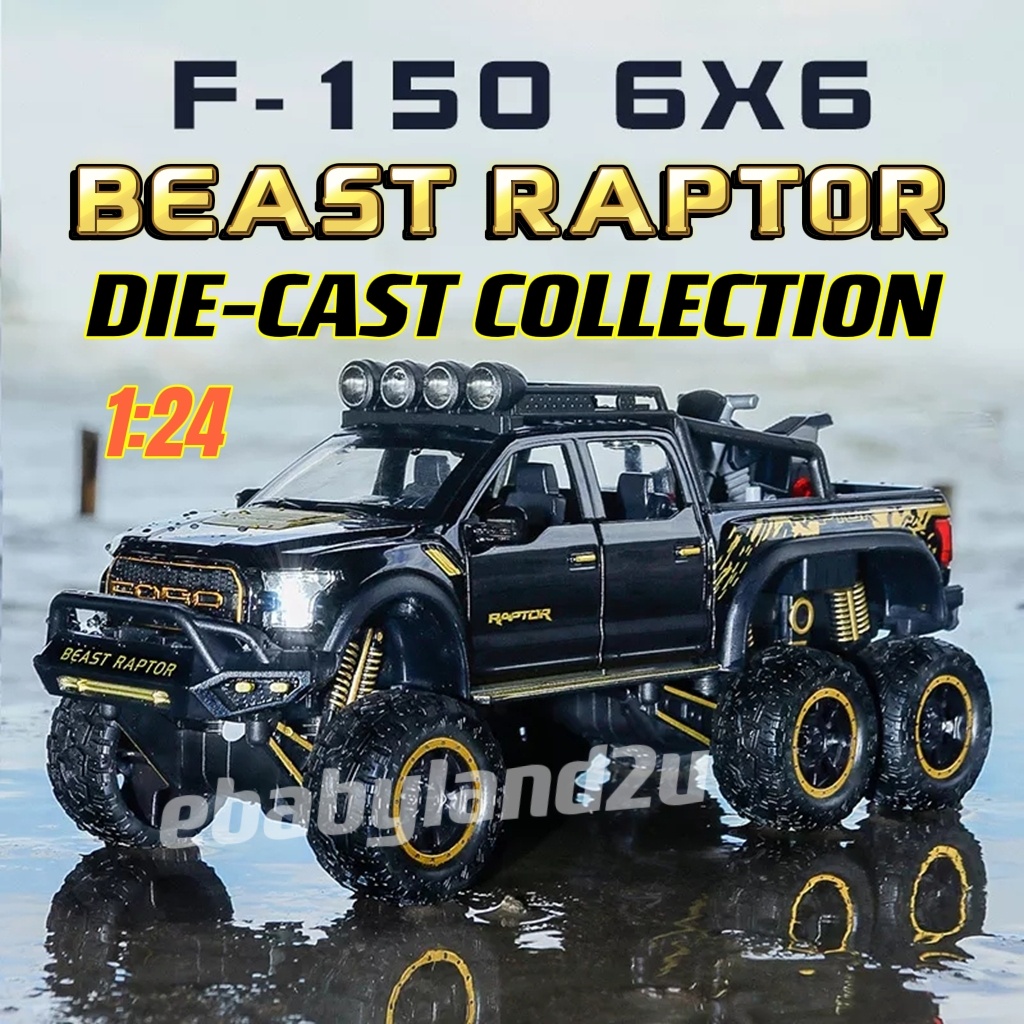 Die Cast 1:24 Raptor Beast Ranger Pull Back Pick Up Truck Diecast Alloy ...