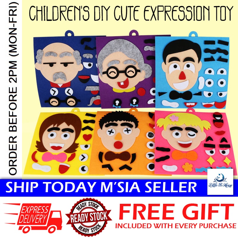 [Little B House] Facial Expression Learning Puzzle Non-woven Material ...