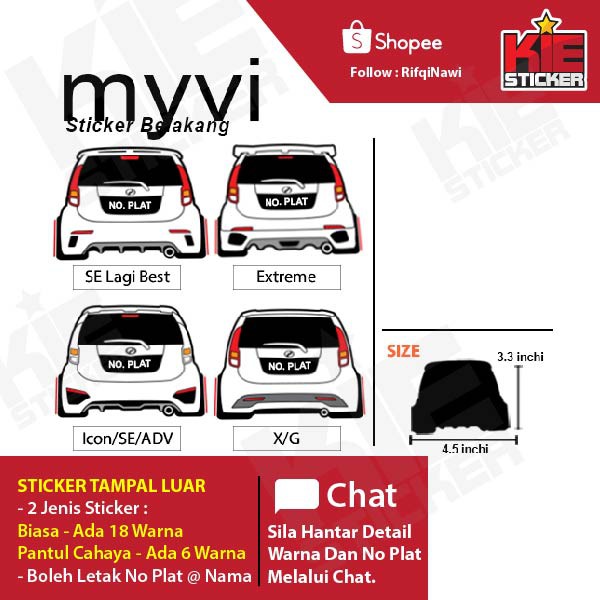 Customade Sticker Perodua Myvi Custom Warna dan No Plat | Shopee Malaysia