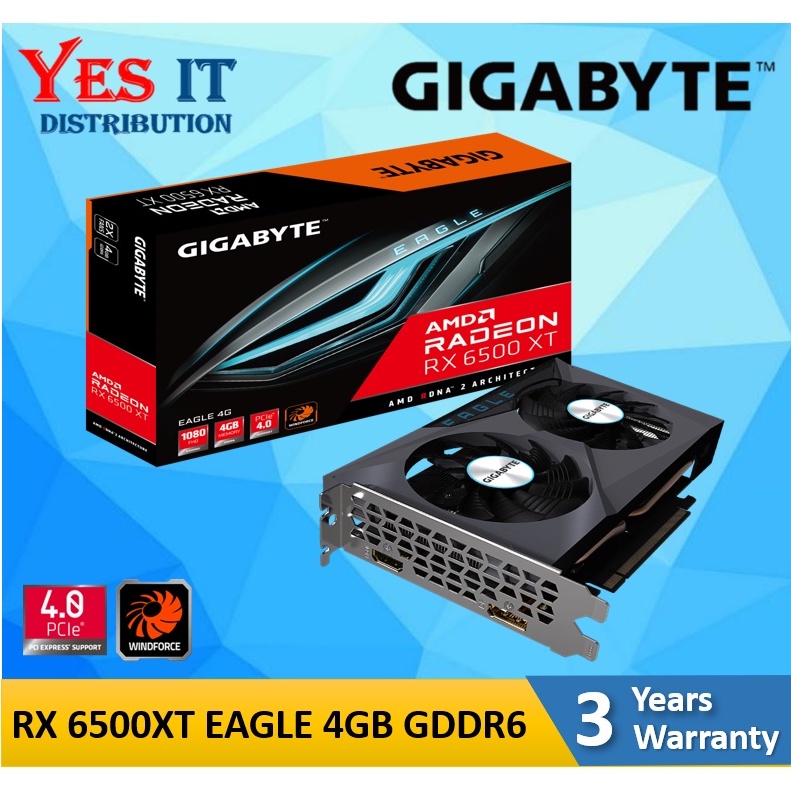 GIGABYTE Radeon RX 6500 XT / RX6500XT EAGLE 4GB GDDR6 GRAPHIC CARD (GV ...