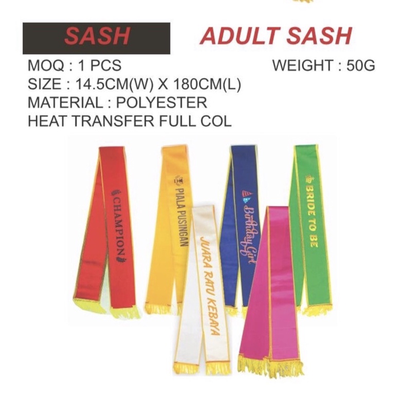PERSONALIZE SELEMPANG BERCETAK ~ SASH PRINTED | Shopee Malaysia