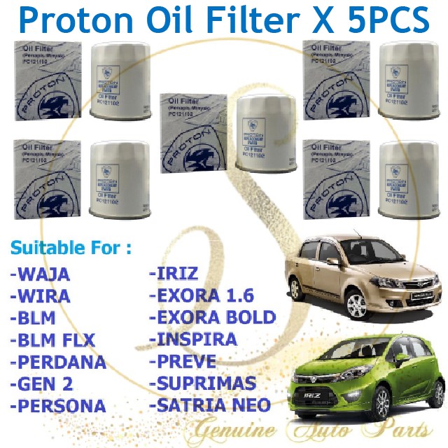 (100% ORIGINAL) PROTON OIL FILTER ( 5 PCS ) GEN2 BLM FLX WAJA WIRA ...