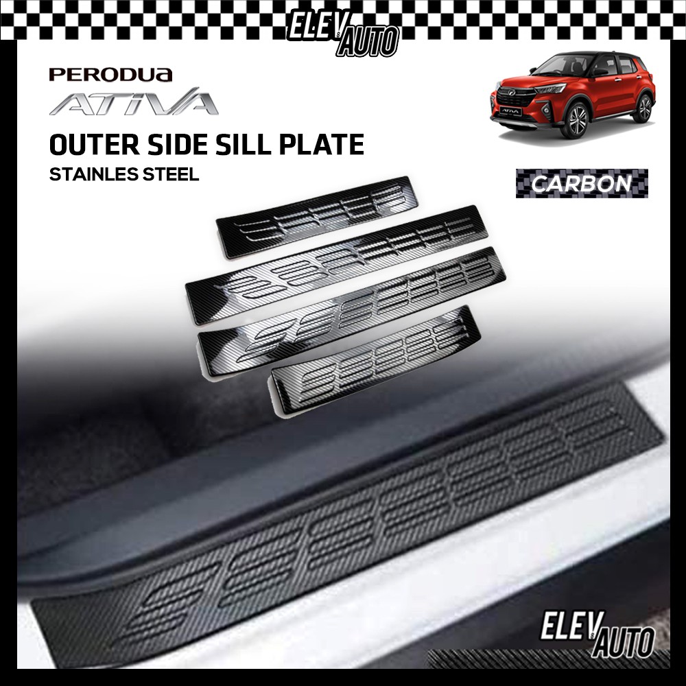 Perodua Ativa STAINLESS STEEL Carbon Outer Side Step Sill Step Sill ...