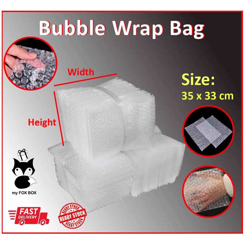 MYFAVORPACKAGING 35x33cm Air Bubble Wrap Bubble Bag Pocket Single Layer ...