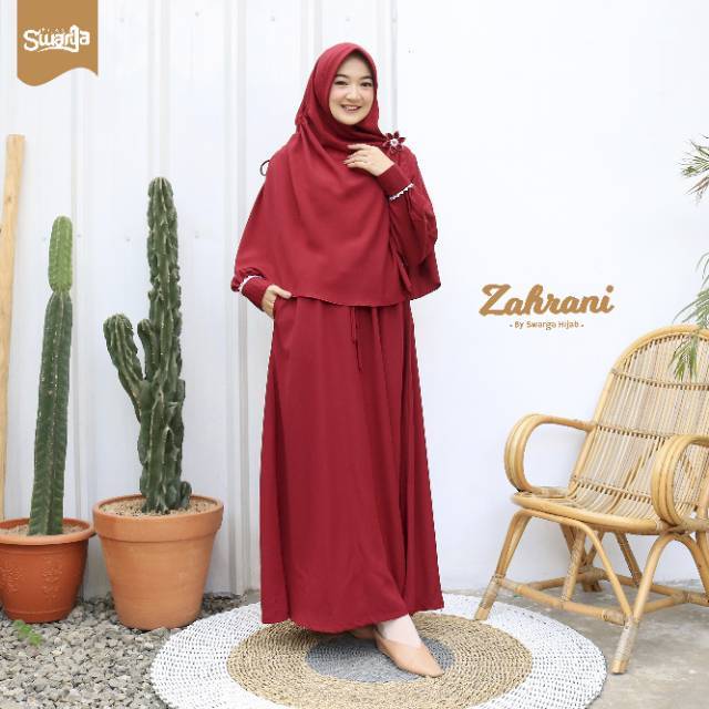 Robe Zahrani Maroon By Swarga Hijab / Plain Robe / Robe / Muslim ...