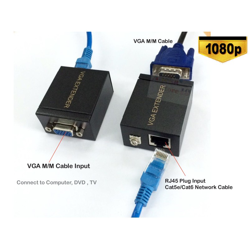 VGA Extender Over Cat5e Cat6 Network Cable VGA Signal Converter Via ...