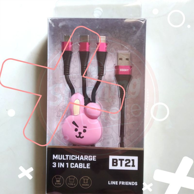 (Read First Description) BT21 Official MultiCharge 3in1 Cable Cooky ...