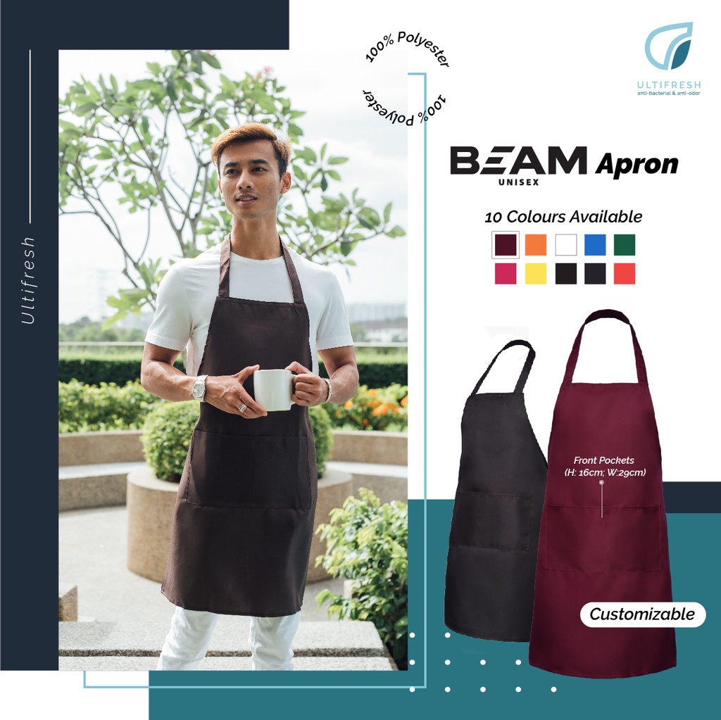 Unisex 100% Polyester hang neck Cafe apron Front Pocket Appron Women ...