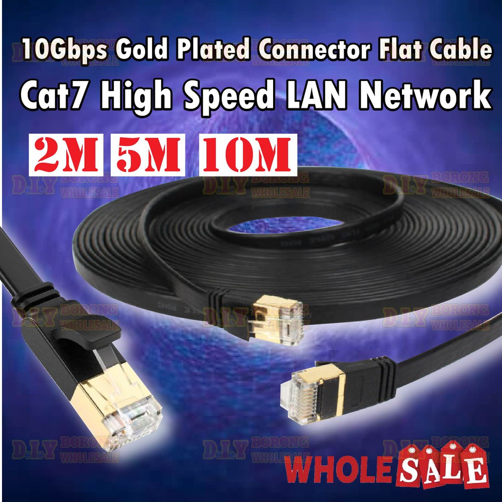 10Gbps Gold Plated Connector Flat Cable Cat7 High Speed LAN Network ...