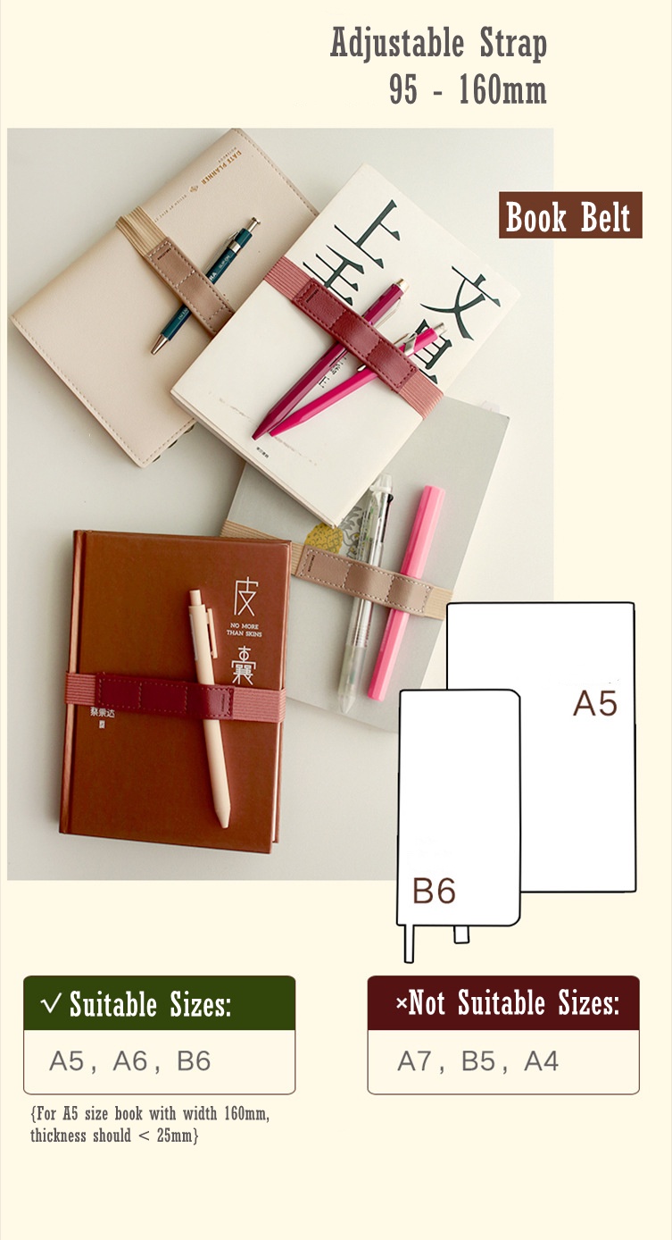 BZS Classic PU Leather Book Belt Pen Holder Adjustable Strap Pen ...