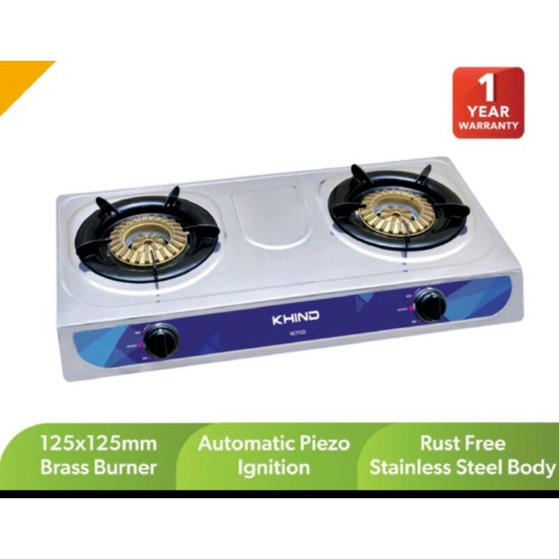 Khind GC7125 Stainless steel Double Burner Stove Gas Cooker | Shopee ...
