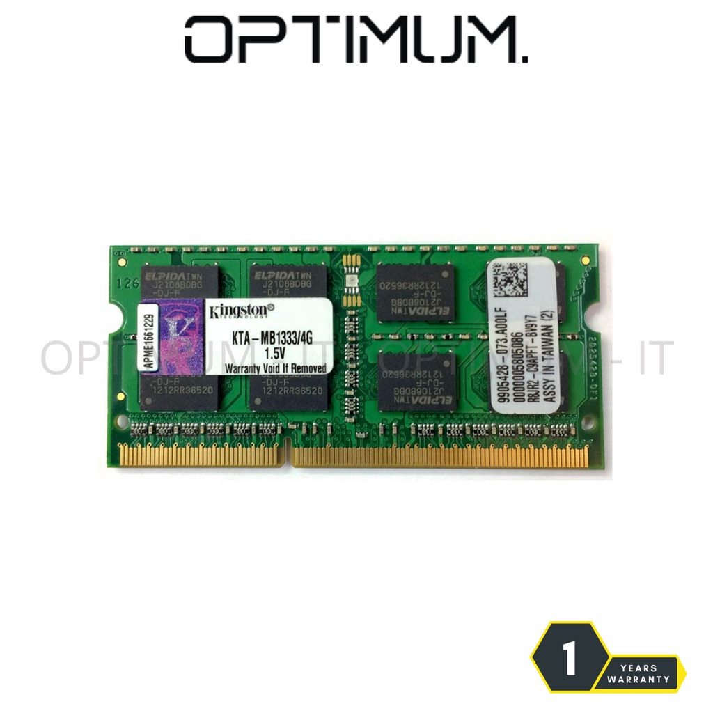 [Refurbished] Kingston 4GB DDR3 1333MHz PC3-10600 Laptop Ram (1Y ...